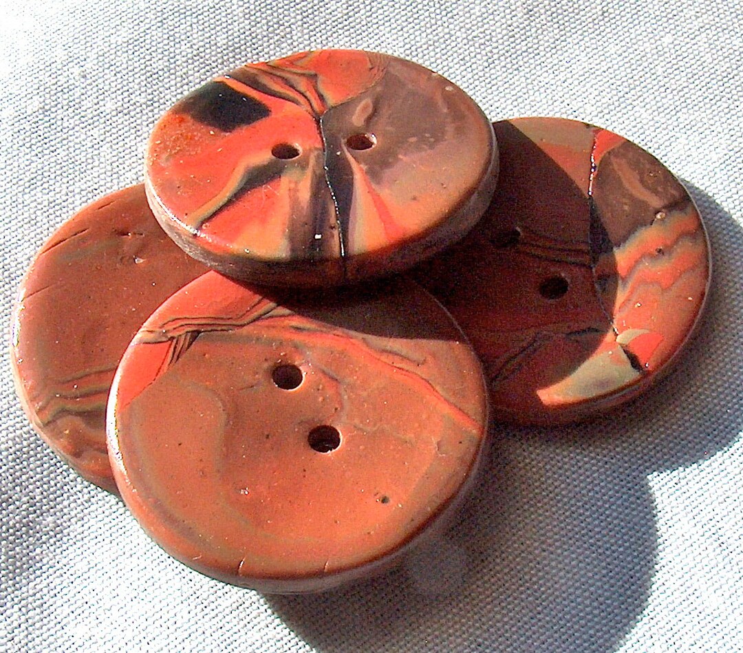 Handcrafted Polymer Clay Buttons, Red Jasper Style, Sewing Accessory - Etsy