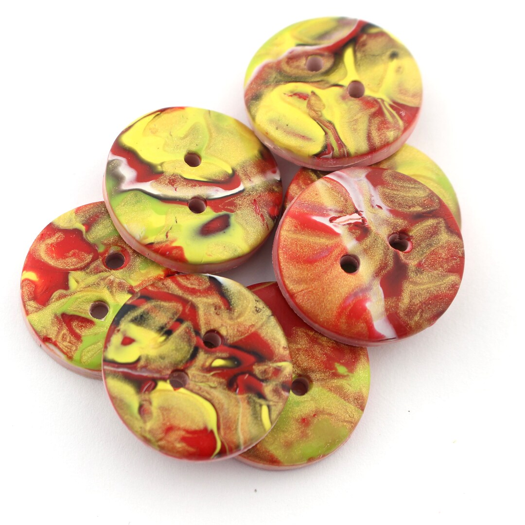 Large Colorful Buttons Handmade Buttons Fancy Big Buttons 1 Inch Button ...