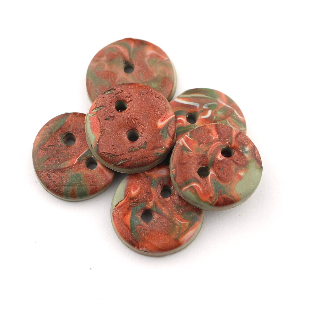 Polymer Clay Buttons Small Buttons Bronze Colored Buttons Set of 6 ...
