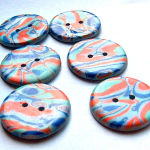 Large Buttons Handcrafted Large Blue Buttons Hand Made Buttons Polymer ...