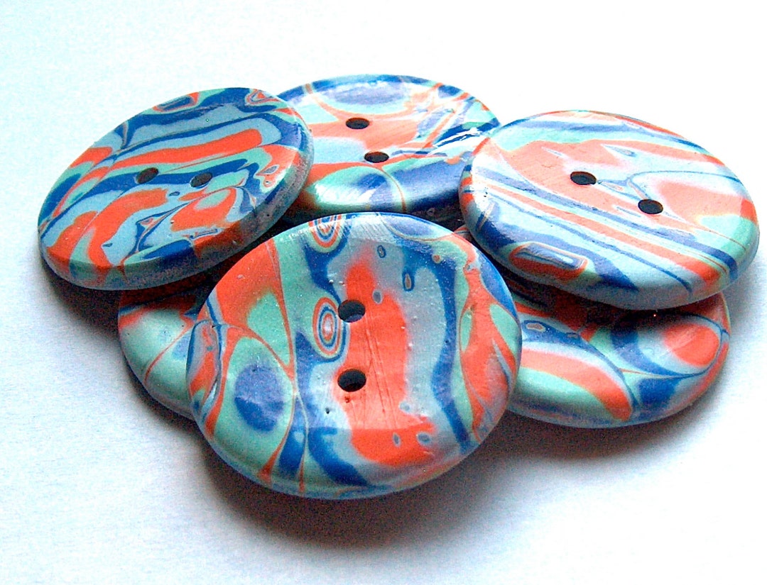 Large Buttons Handcrafted Large Blue Buttons Hand Made Buttons Polymer ...