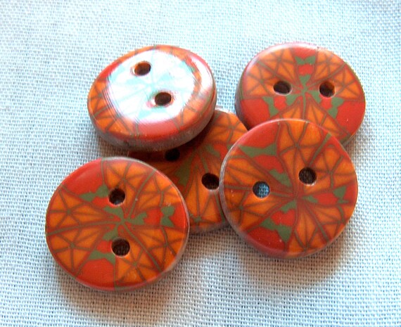 Small Red Orange Yellow and Green Buttons 3/4 Inch No. 87 | Etsy