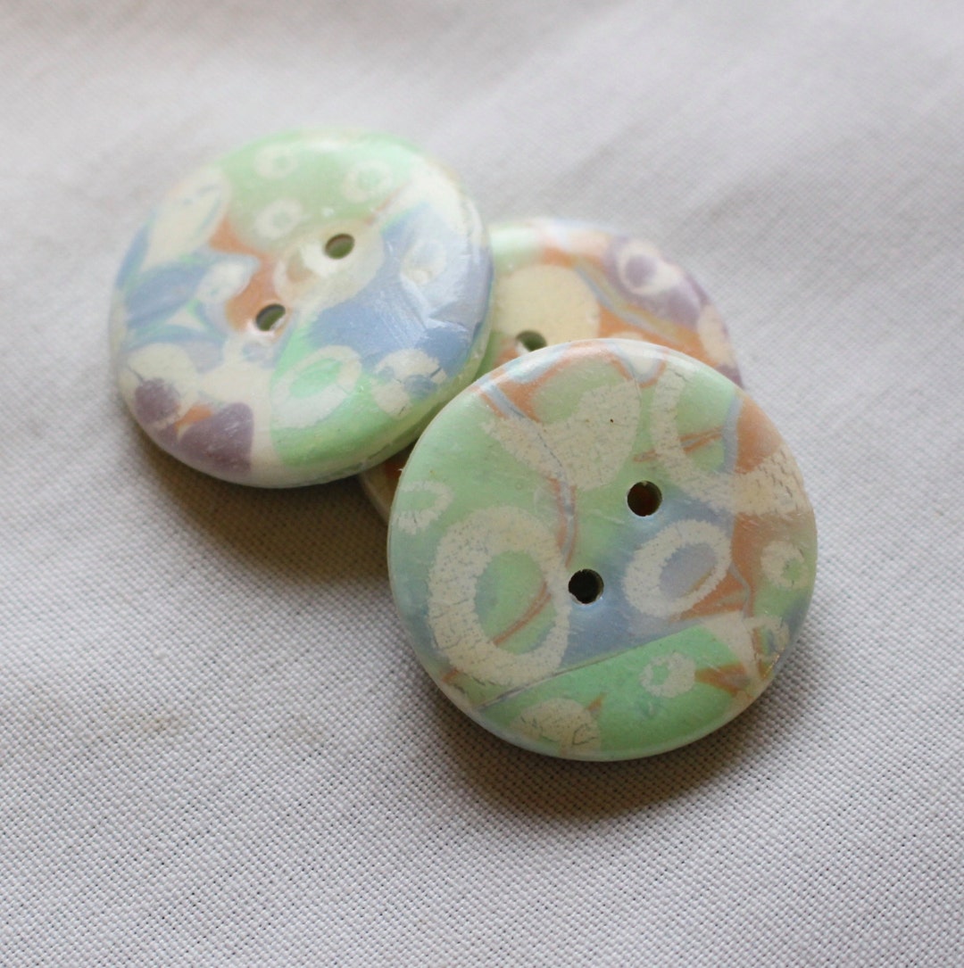 Large Handcrafted Buttons, Green and Blue Buttons, Coat Buttons Unique ...