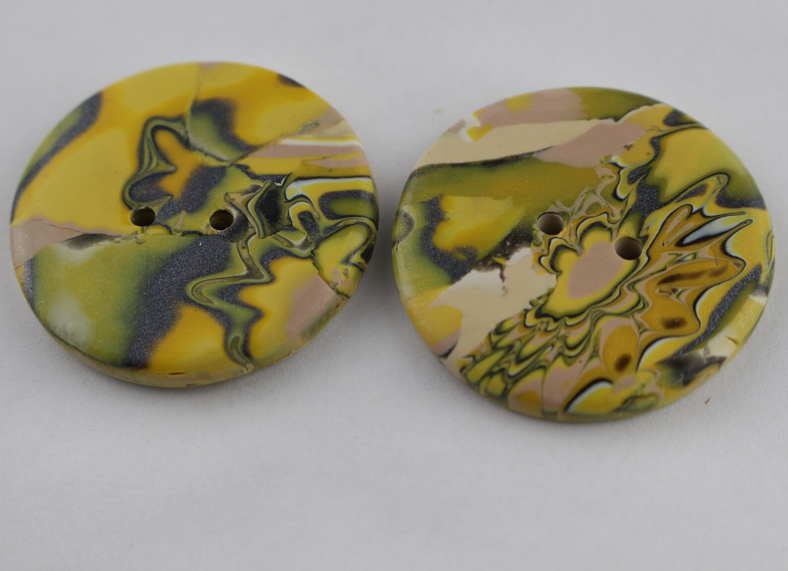Large Handmade Clay Buttons Mokume Gane Buttons, 1 1/4 Inch Buttons No ...