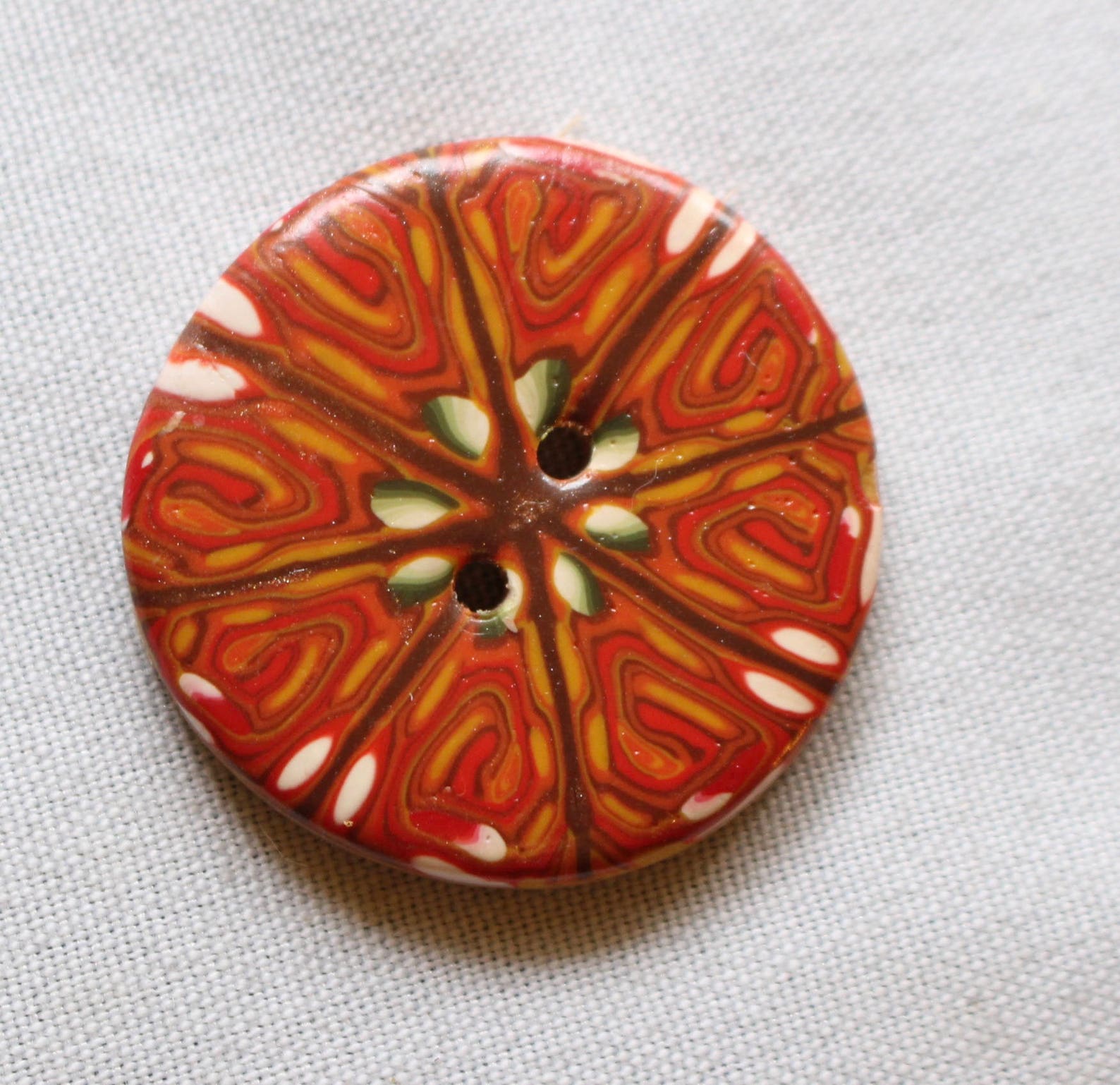 Large Clay Button, Large Orange, Green, and Yellow Buttons, 1 1/4 Inch ...