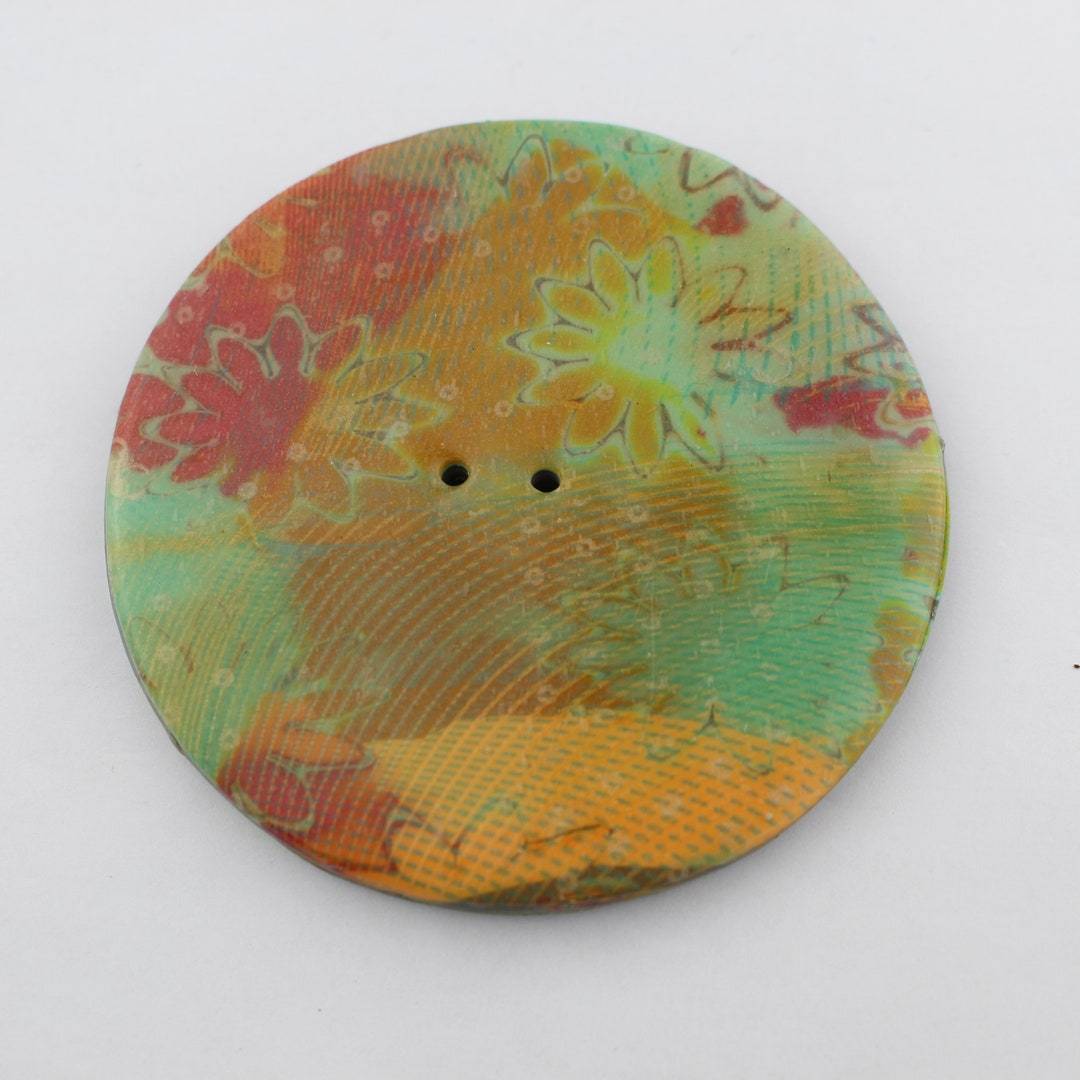 Handcrafted Polymer Clay Button: Unique Graphic Design, Upcycle Sweater ...