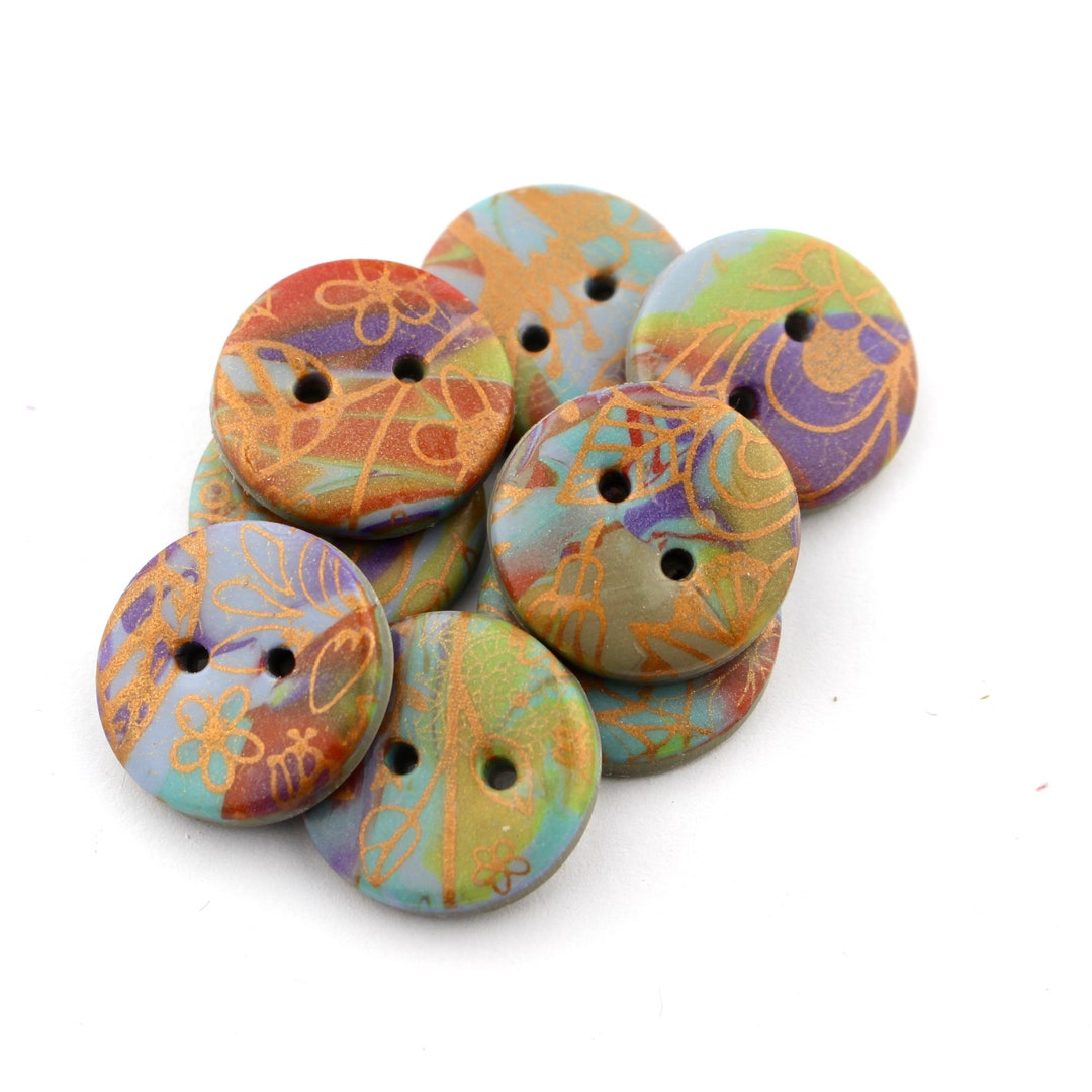 1 Inch Buttons Polymer Clay Buttons Multi Color Buttons No. 309 - Etsy