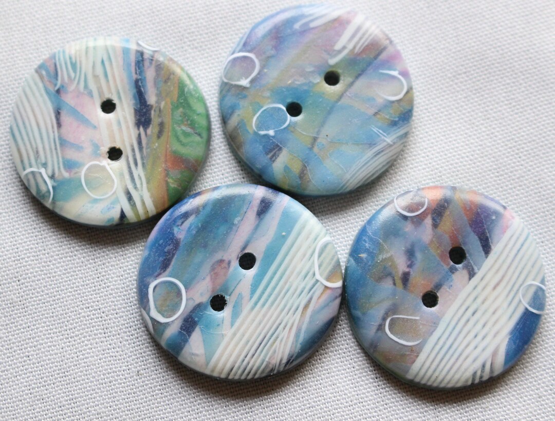 Large Blue Buttons Gifts for Knitters Handmade Art Buttons, 1 1/4 Inch ...