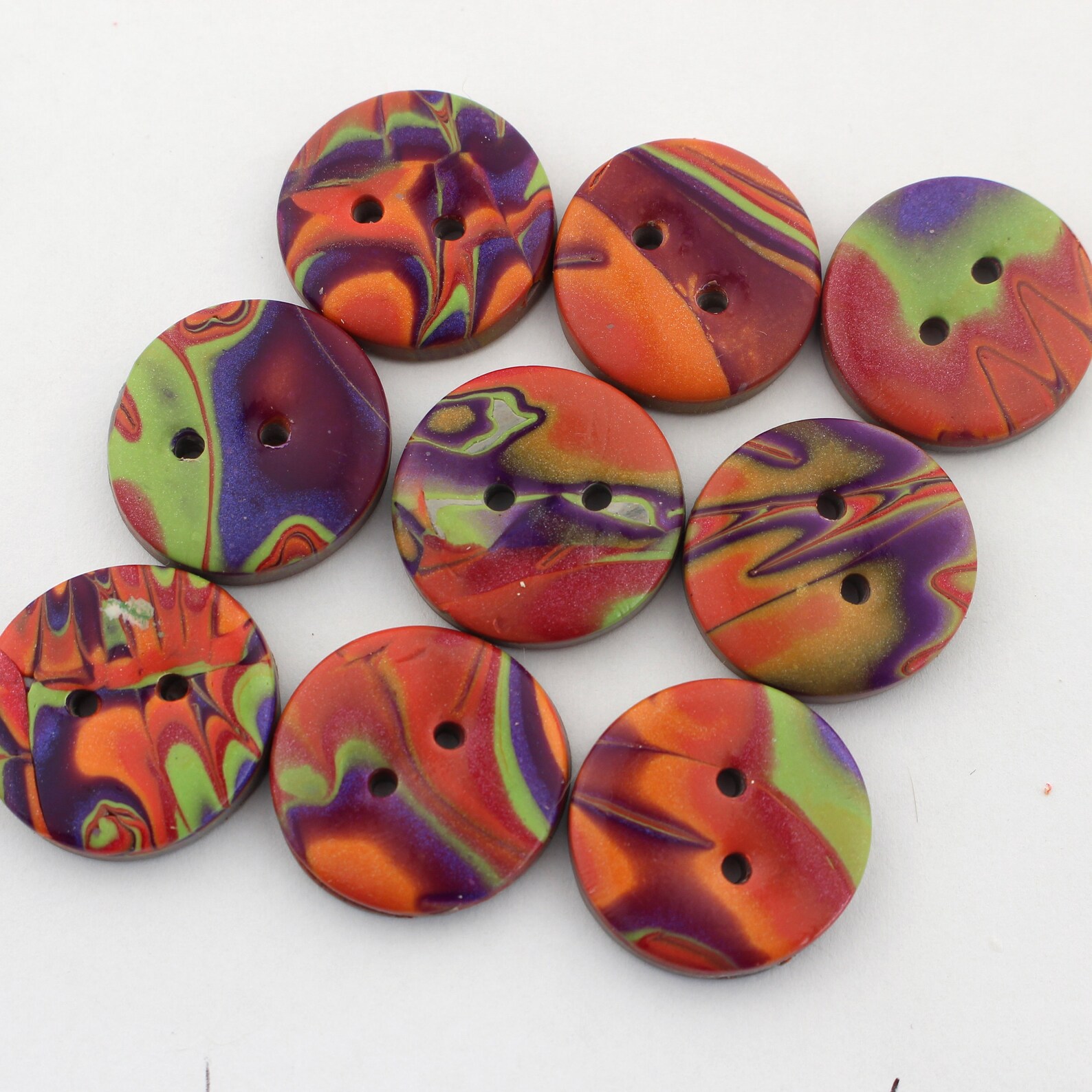 Big Colorful 1 Inch Buttons Purple Buttons Handmade Polymer Clay ...