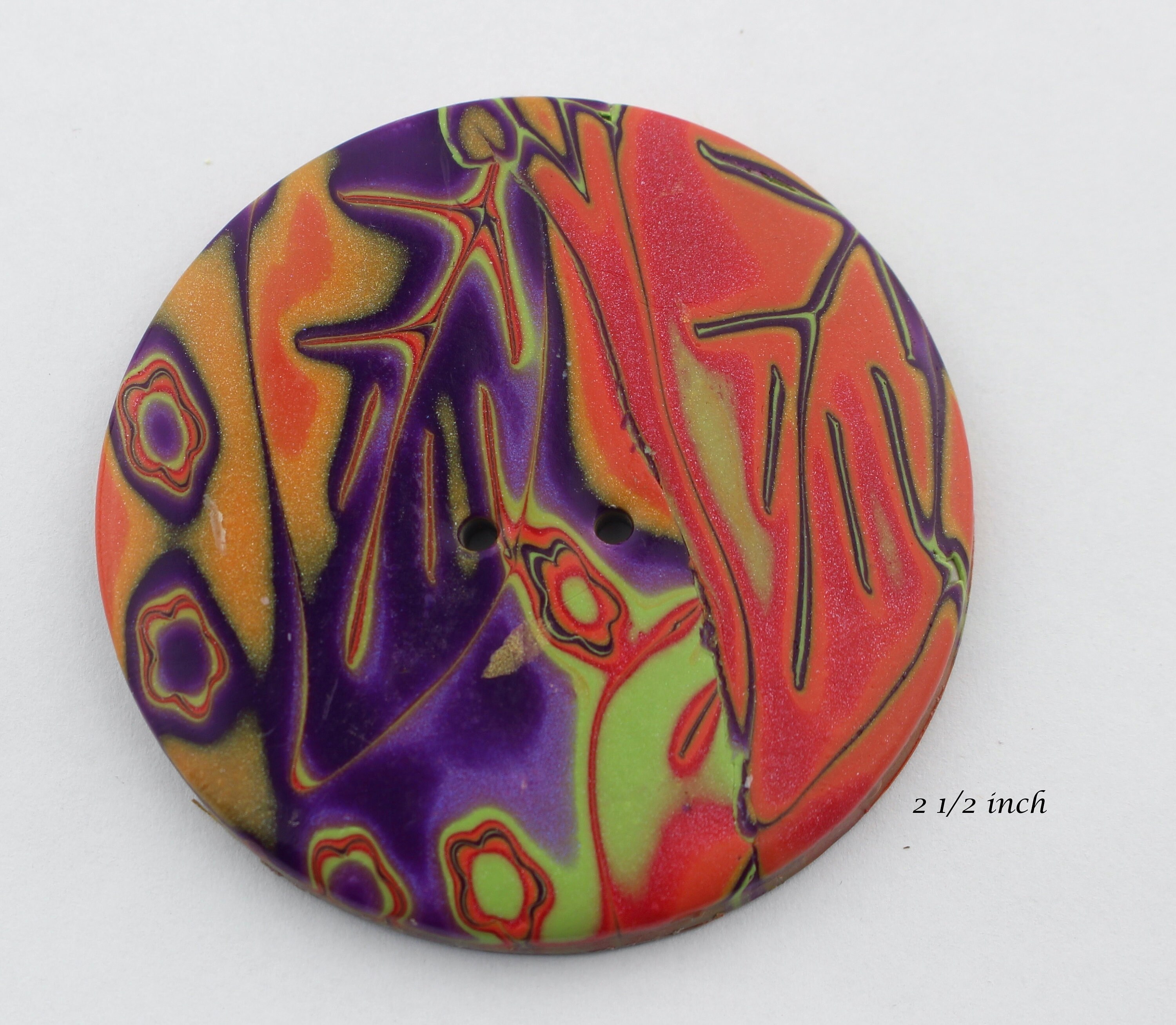 Extra Large 2 Inch Purple Buttons Handmade Polymer Clay Buttons, 2 1/2 ...