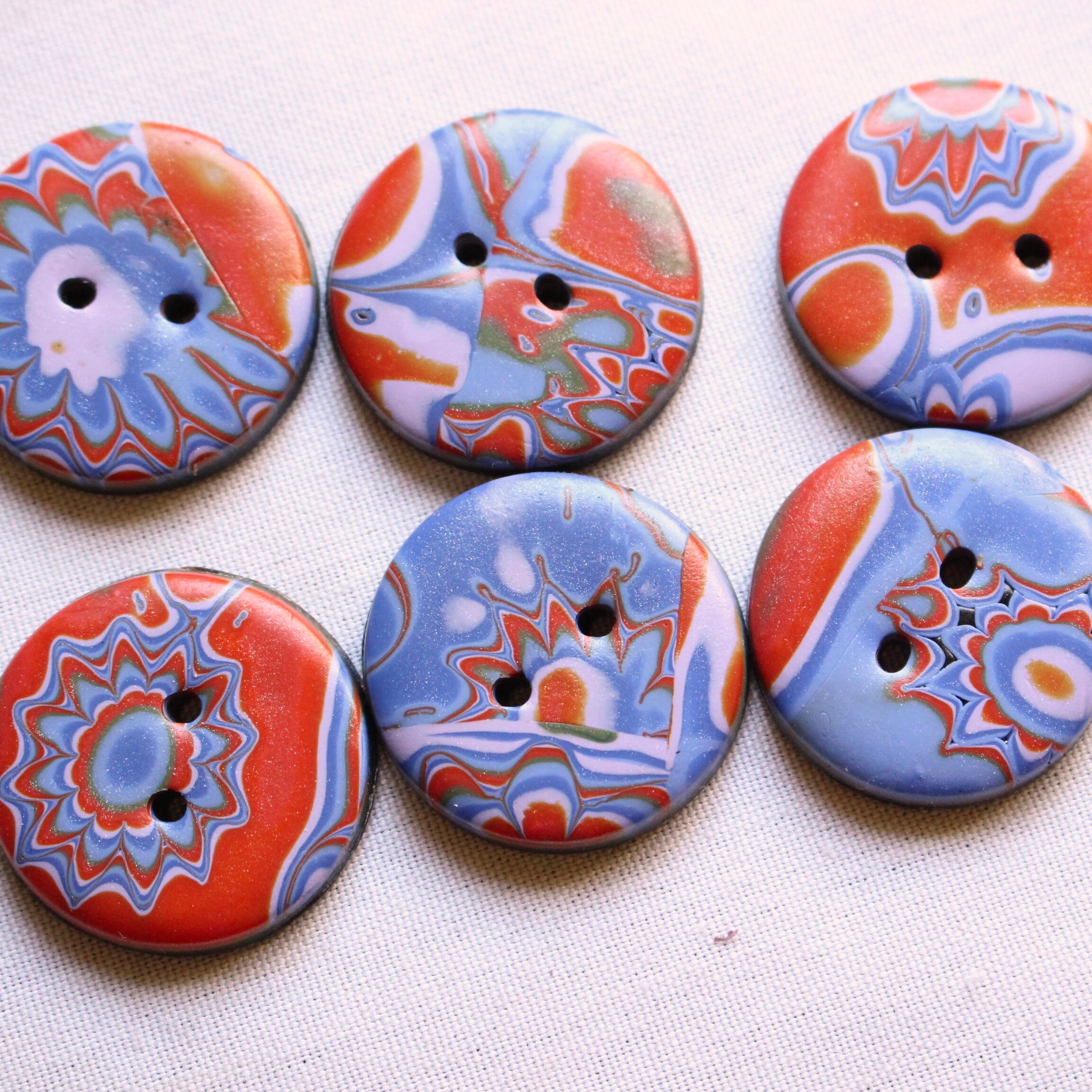 Large Colorful Fancy Clay Buttons Mokume Gane Buttons, 1 1/4-inch 3.17 ...