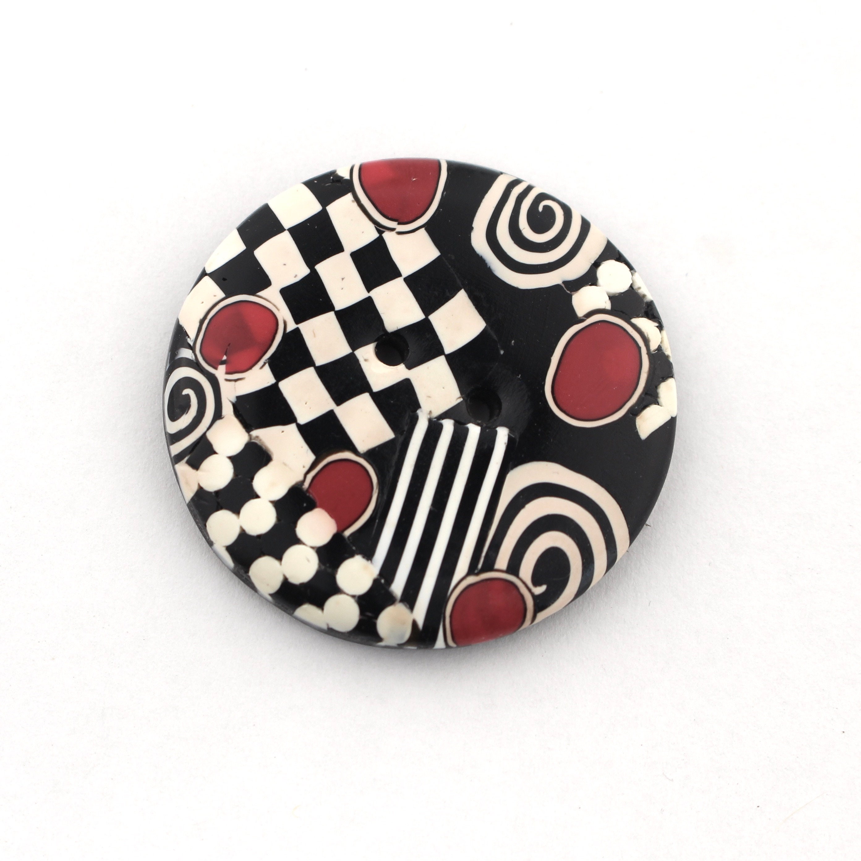 1 1/4 inch buttons black white and red buttons handmade | Etsy