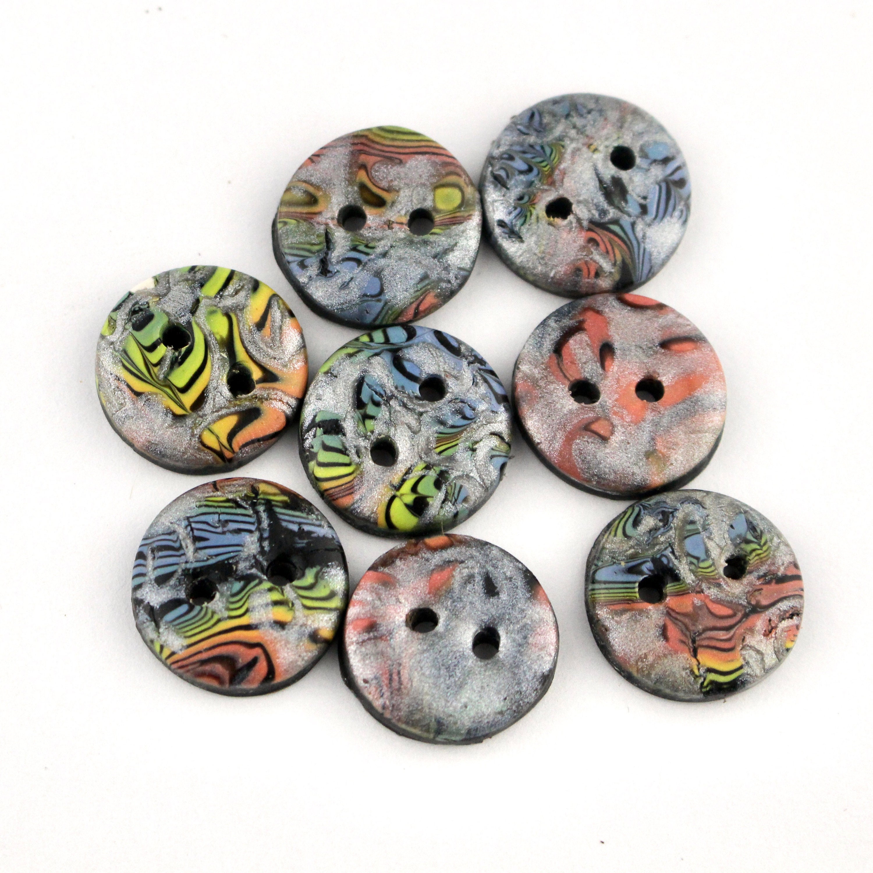 Botones pequeños 3/4 pulgadas botones plata y azul Mokume Gane | Etsy