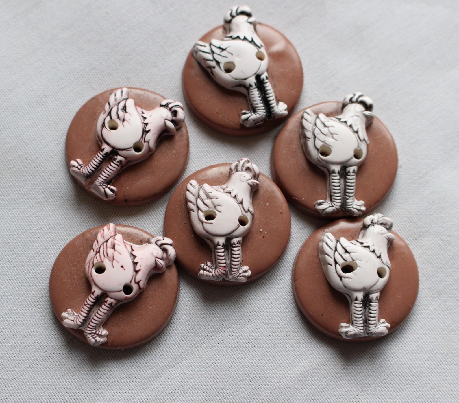 Big Handmade Farm Animal Buttons, Chicken Buttons, Cute Polymer Clay ...