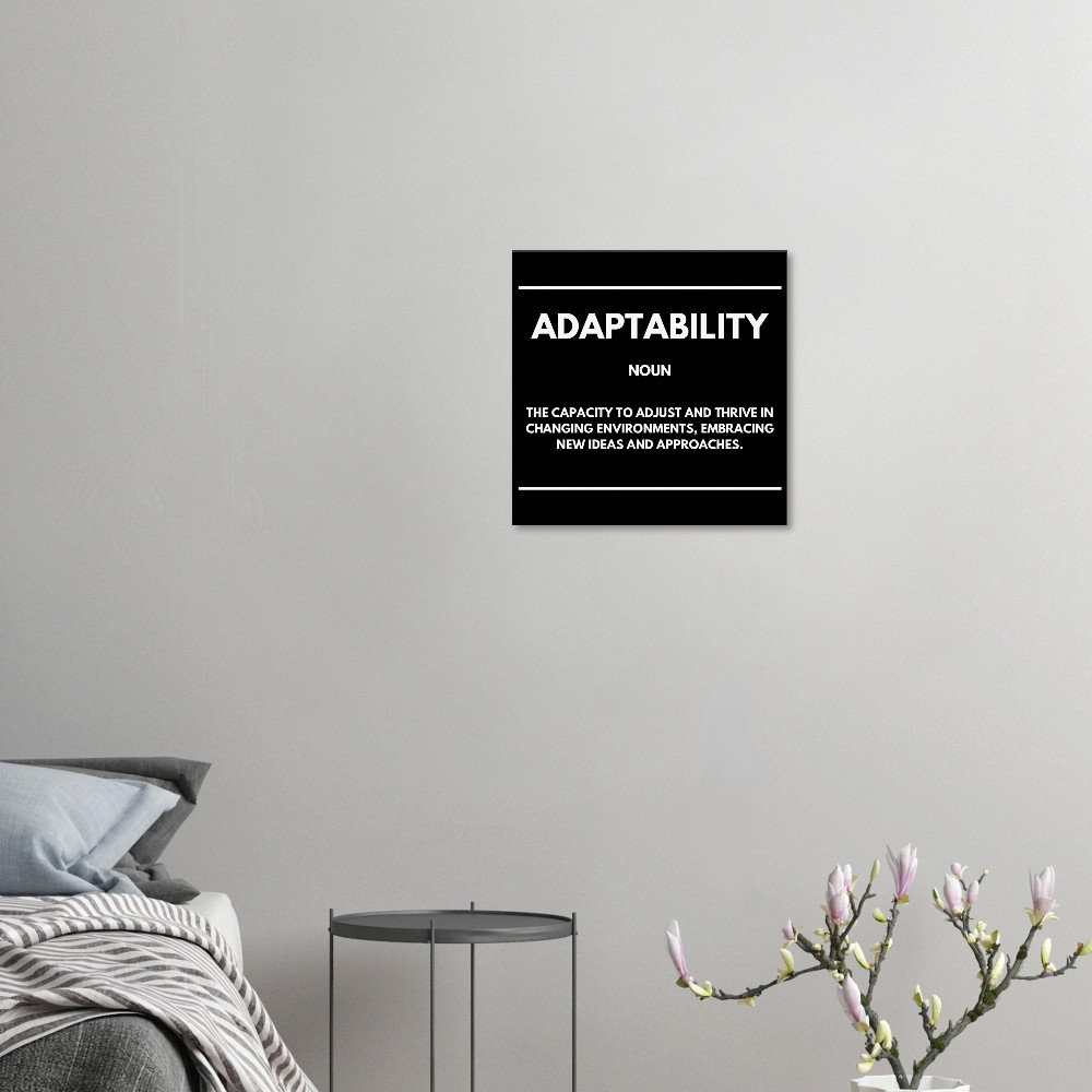 Adaptability Motivational Canvas Inspirational Black W/ White Letters ...
