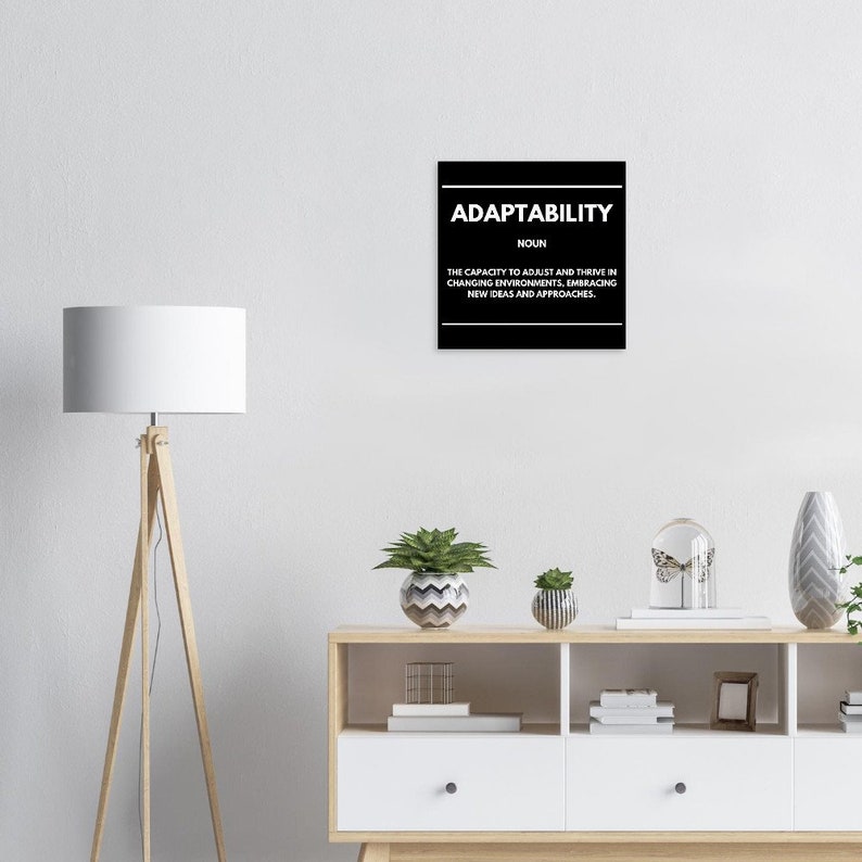 Adaptability Motivational Canvas Inspirational Black W/ White Letters ...