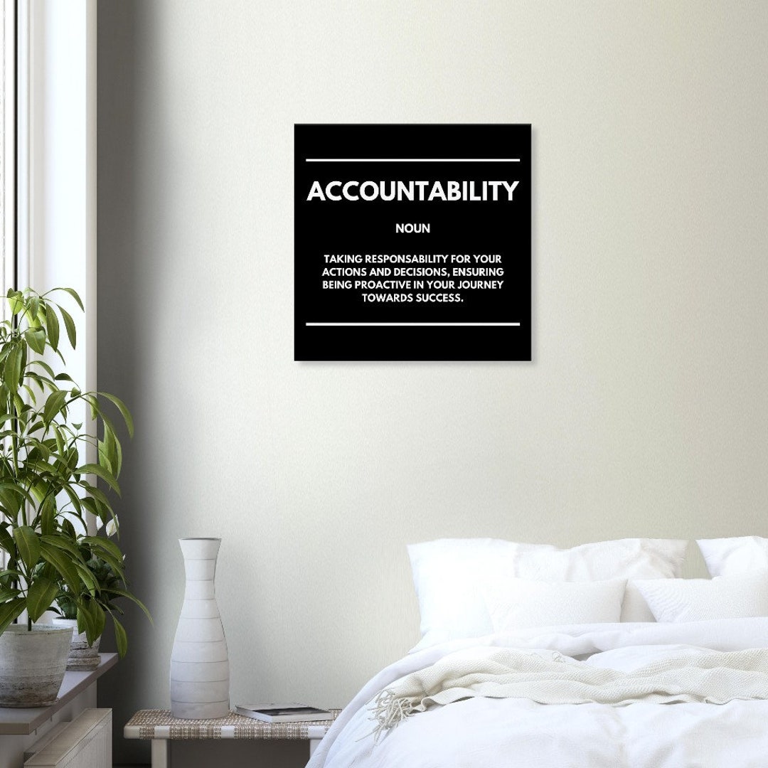 Accountability Motivational Canvas Inspirational Black W/ White Letters ...