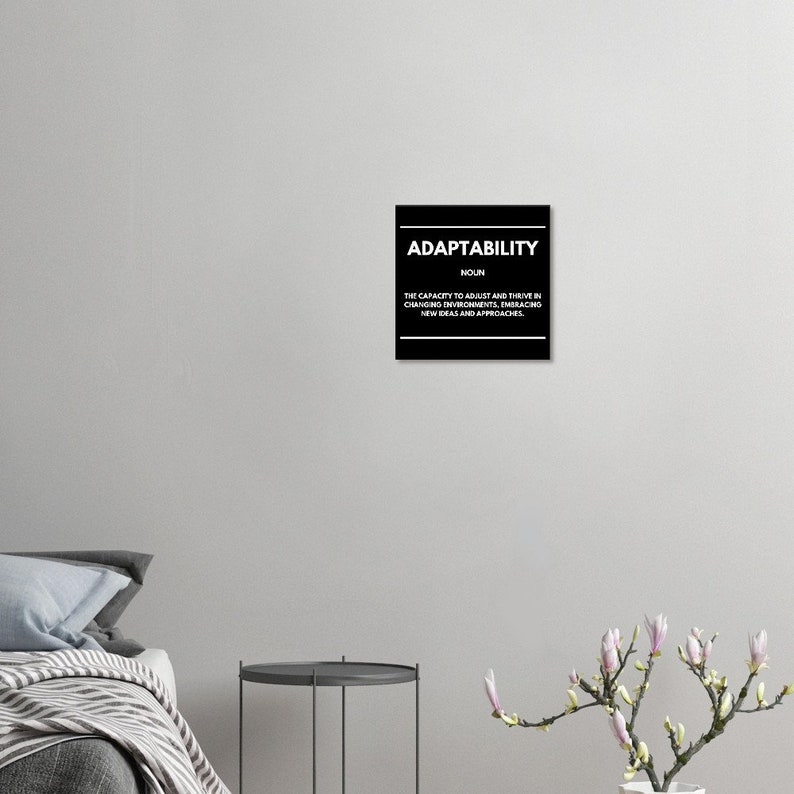 Adaptability Motivational Canvas Inspirational Black W/ White Letters ...