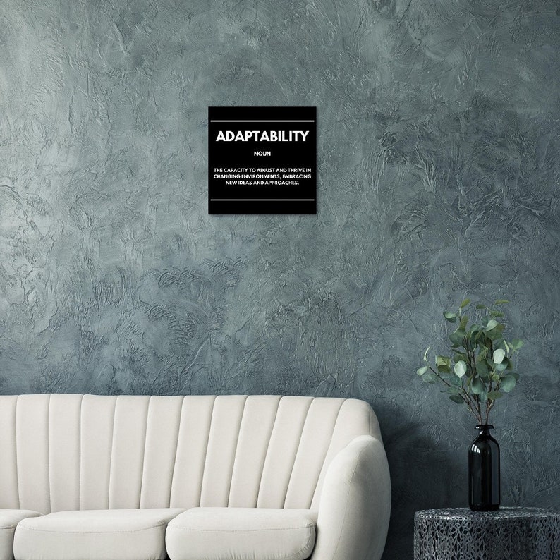 Adaptability Motivational Canvas Inspirational Black W/ White Letters ...