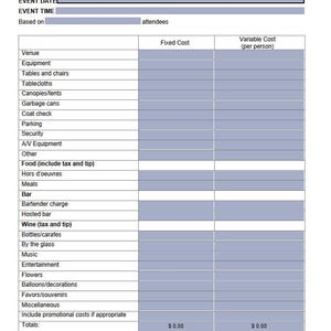 Event Budget Worksheet Printable PDF Module - Etsy