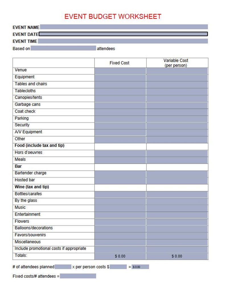 Event Budget Worksheet Printable PDF Module - Etsy