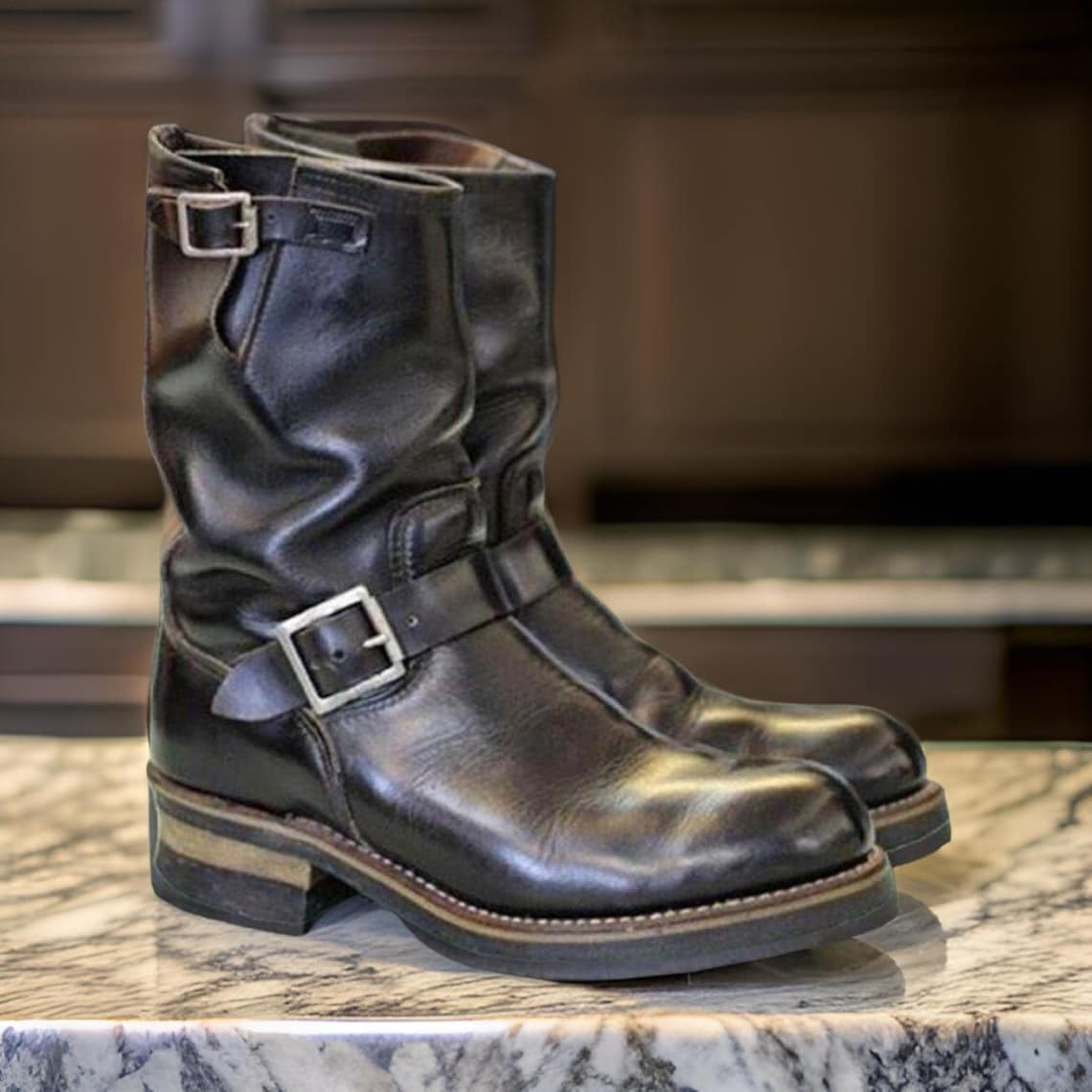 Handmade Men Black Leather Work Boot, Men Leather Motorcycle Boots - Etsy