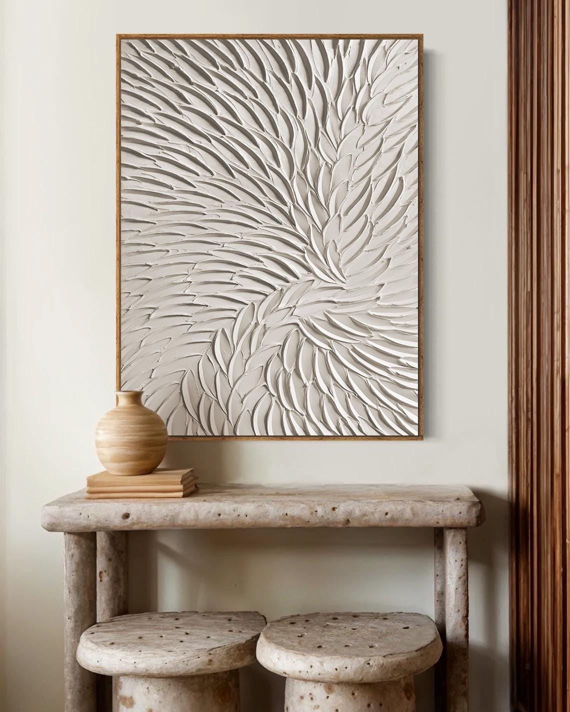 White Plaster Art Plaster Art on Canvas White Minimalist Painting White ...