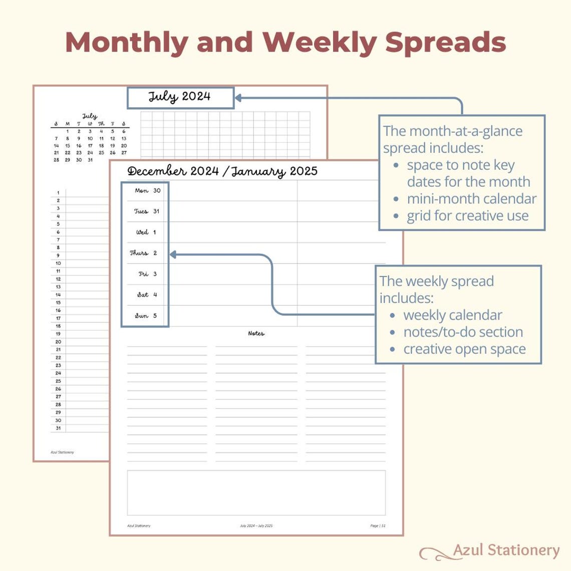 2024-2025 Dated Monthly/weekly Digital Planner, Rainbow - Etsy