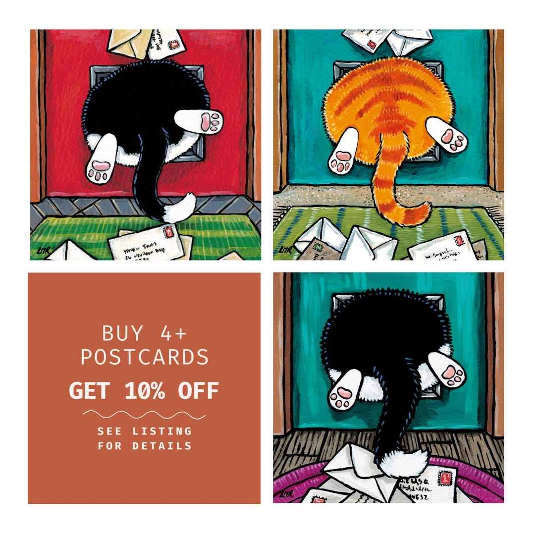 Fat Cat Bums in Cat Flaps Postcards | Choose From 3 Designs - Etsy