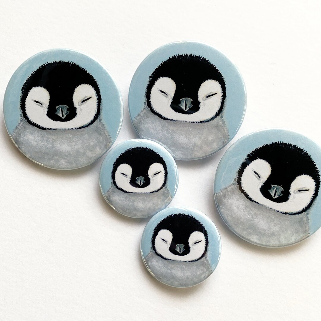 Sleepy Penguin Chick Badges, Baby Penguin Badge, 25mm, 38mm - Etsy UK