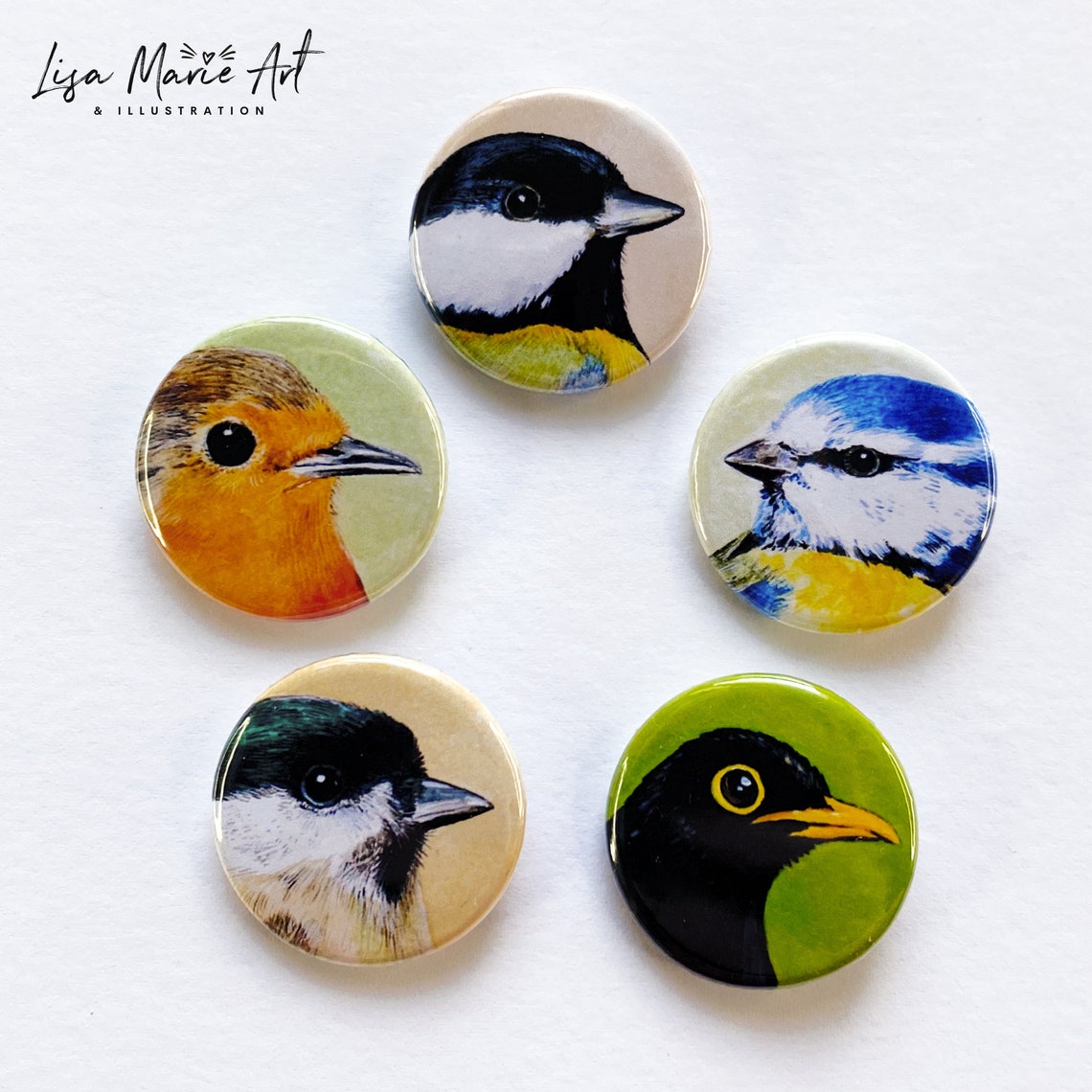 Garden Bird Badges: UK Bird Illustration Pins, 25mm - Etsy