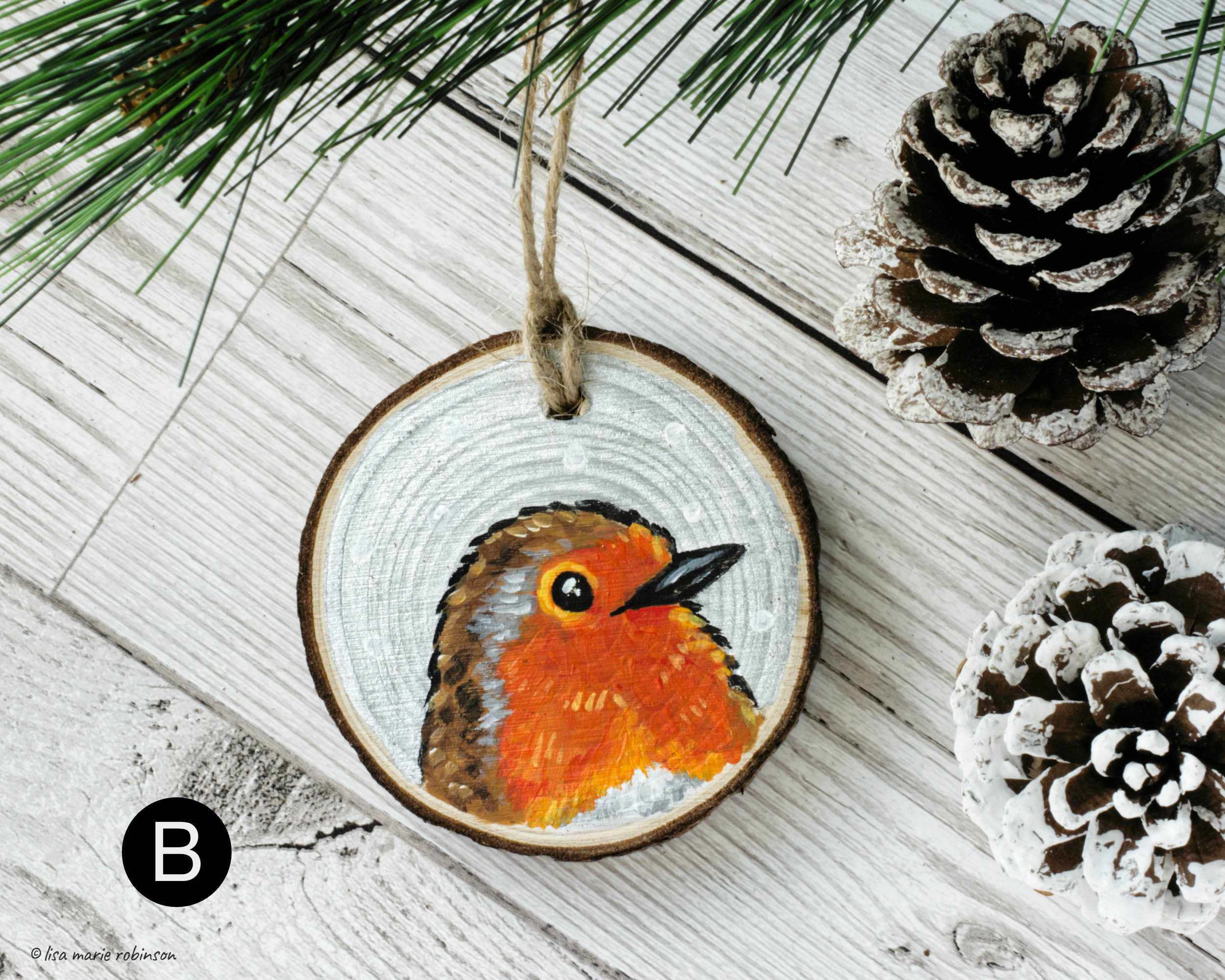 Wood Slice Robin Christmas Ornament Hand Painted Wood Slice - Etsy UK