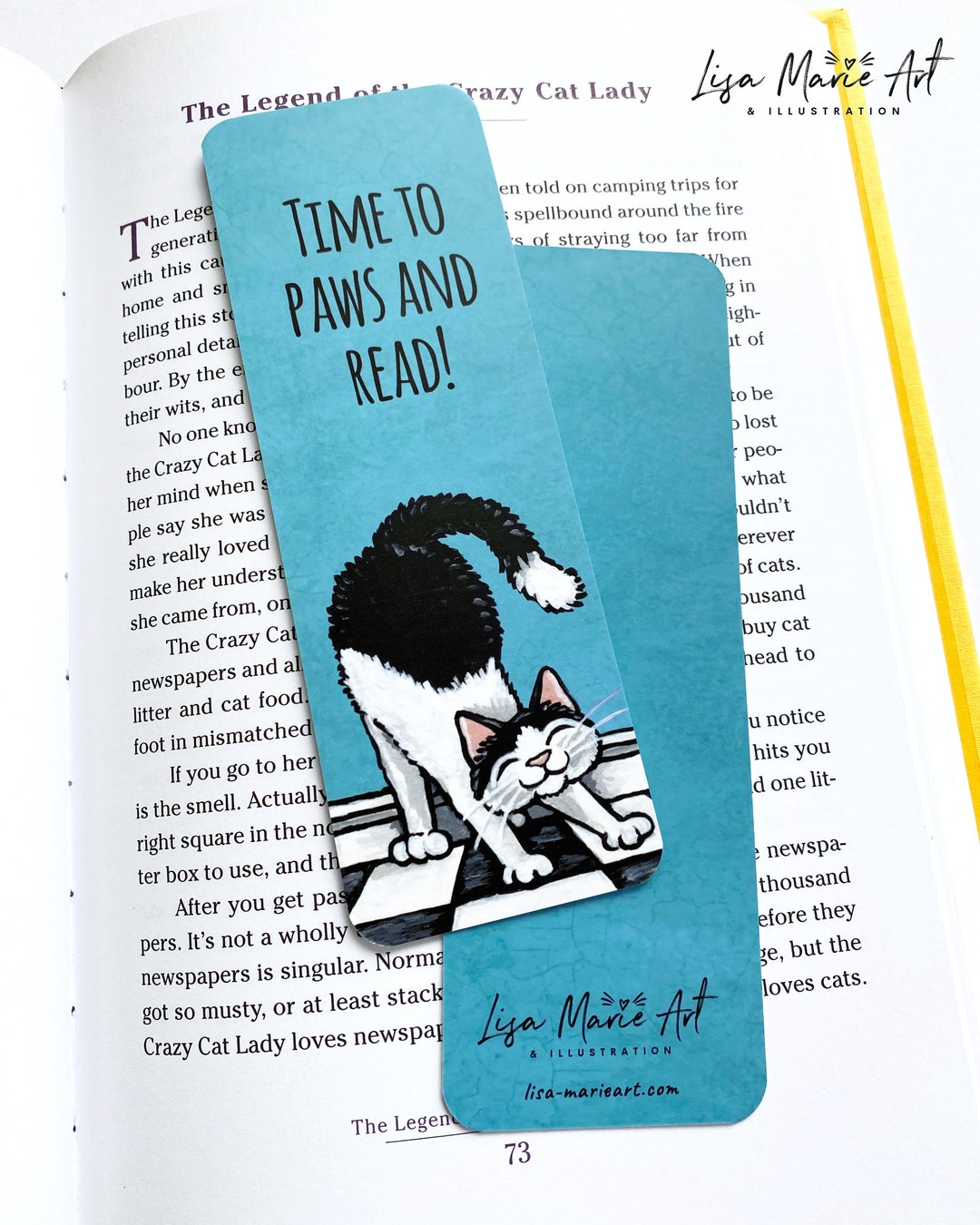 Stretching Cat Bookmark: "time to Paws and Read!" Tassel Available - Etsy