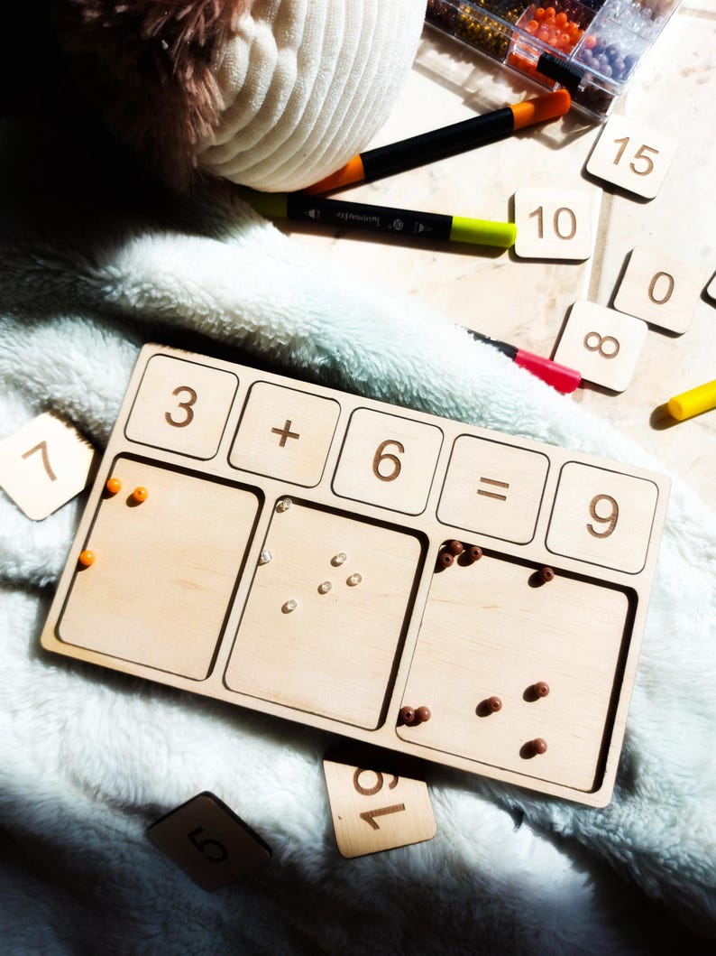 Multiplication and Division Math Board Montessori Wooden Number Tray ...