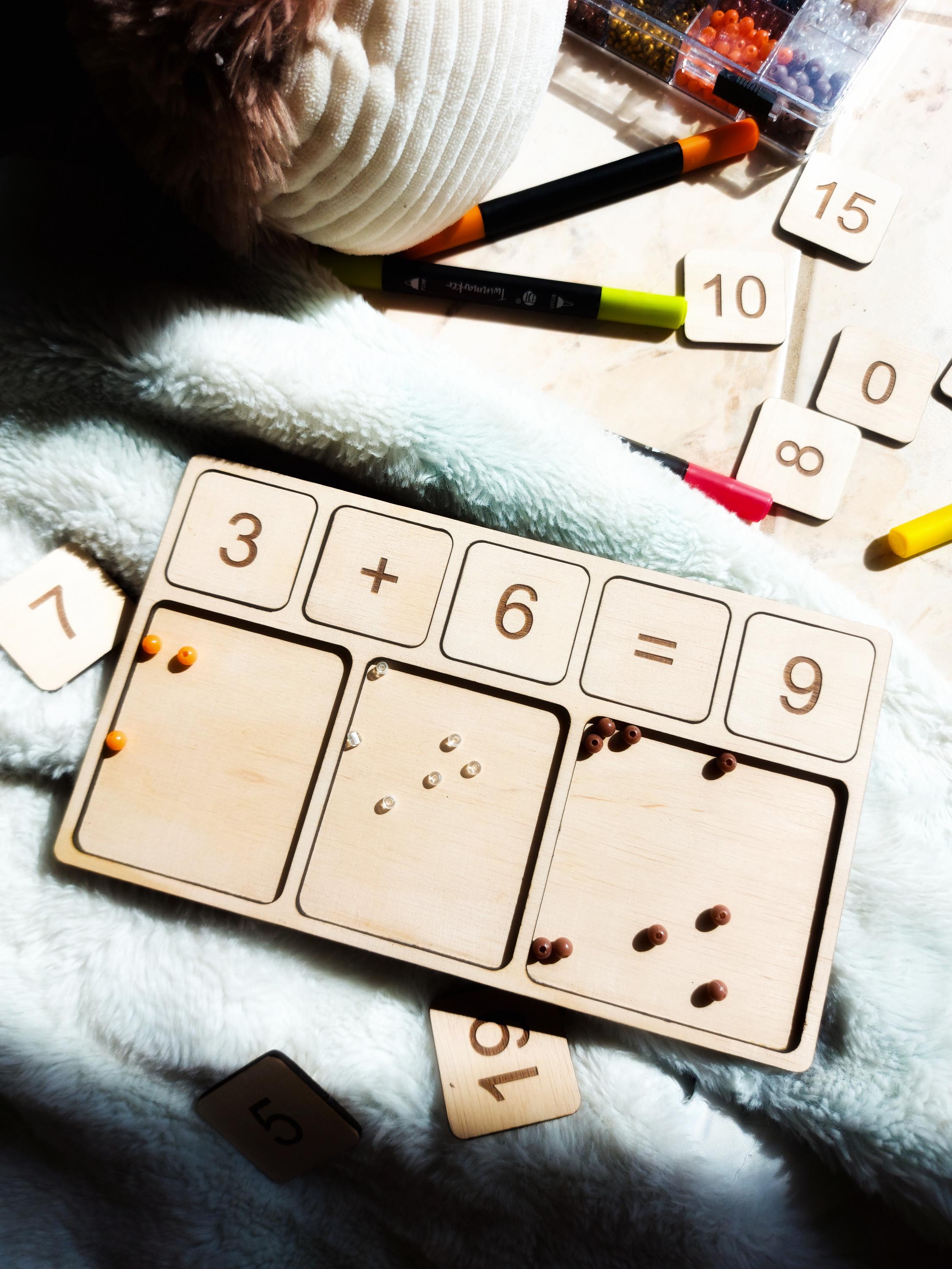 Multiplication and Division Math Board Montessori Wooden Number Tray ...