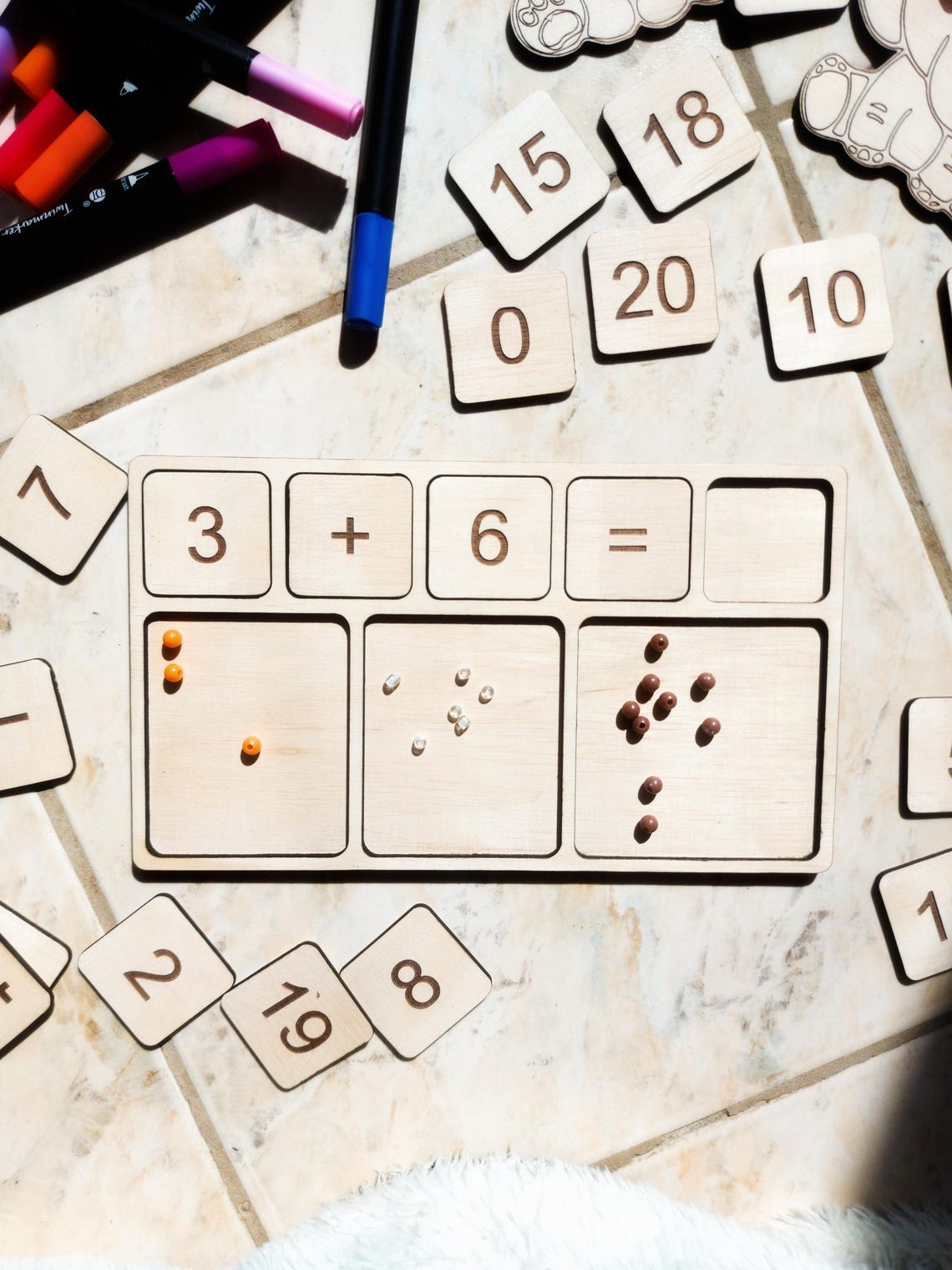 Multiplication and Division Math Board Montessori Wooden Number Tray ...