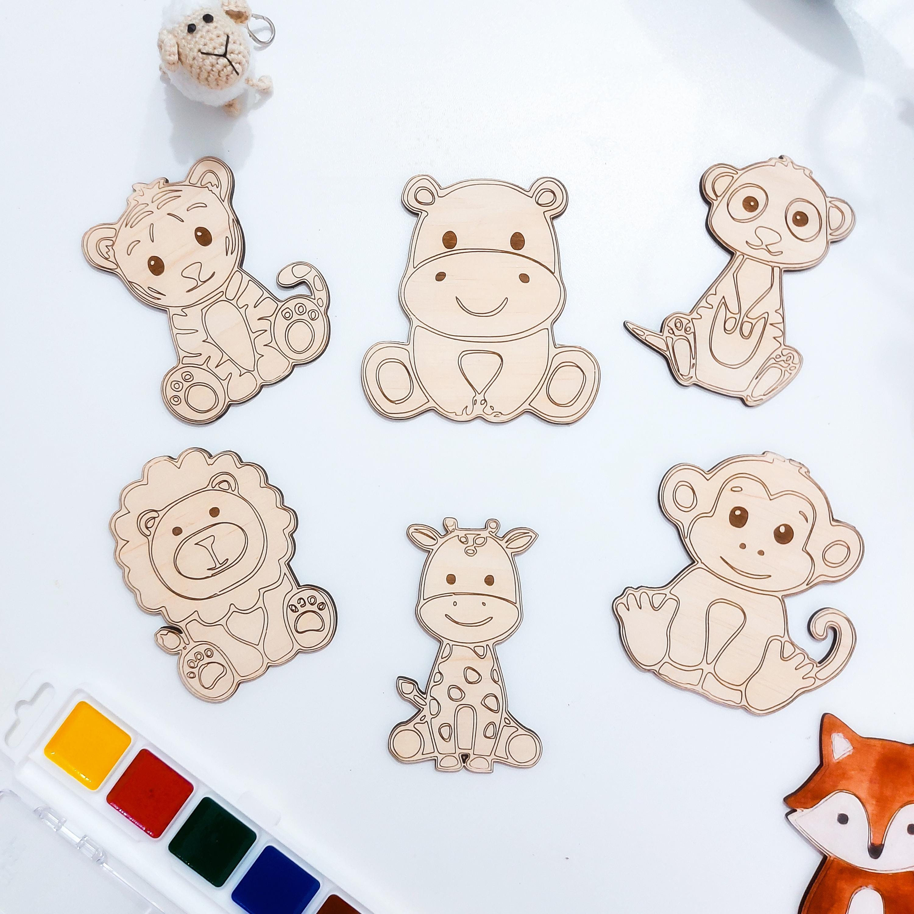 Eco-friendly Animal Coloring Pages Wooden Coloring Pages for Kids ...