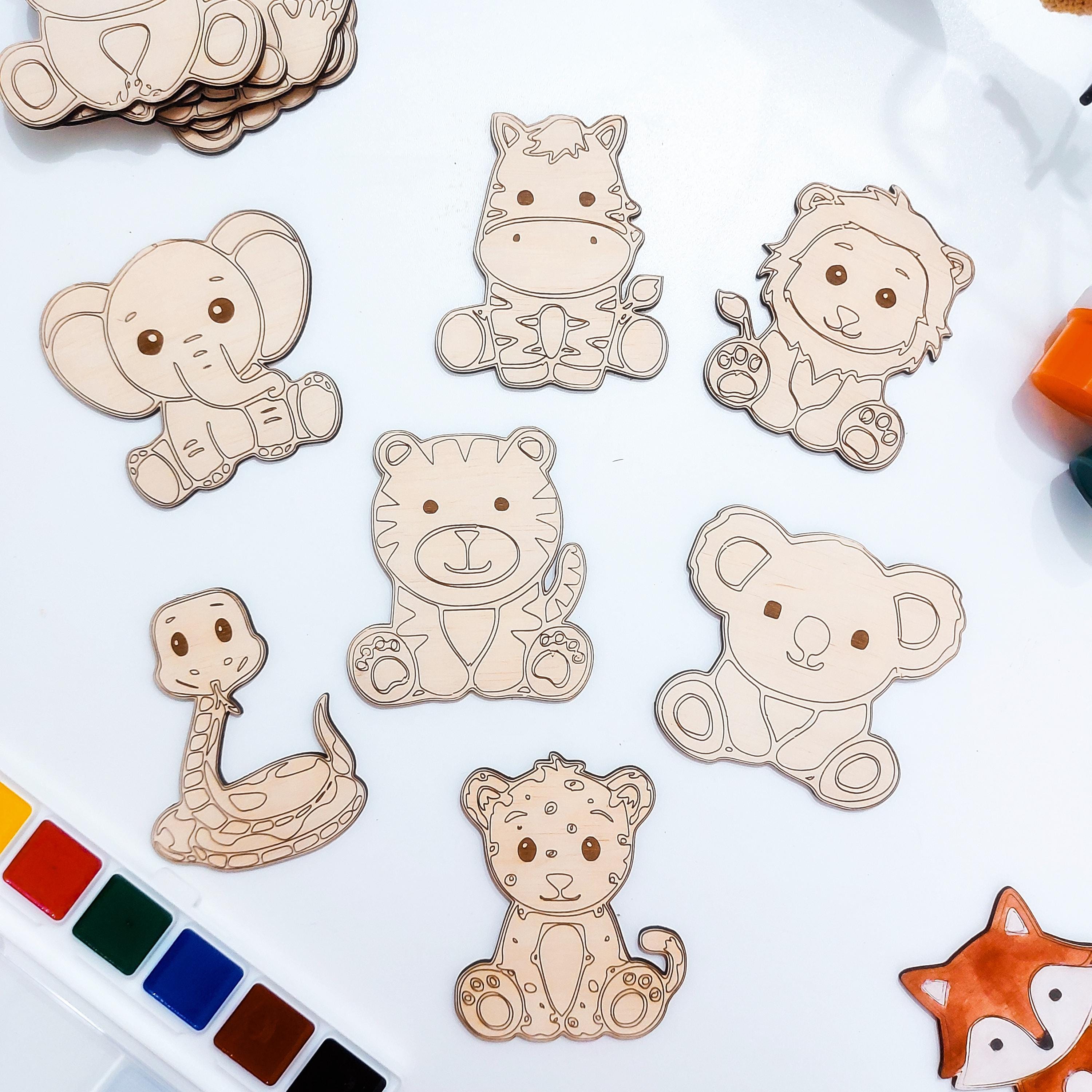 Eco-friendly Animal Coloring Pages Wooden Coloring Pages for Kids ...