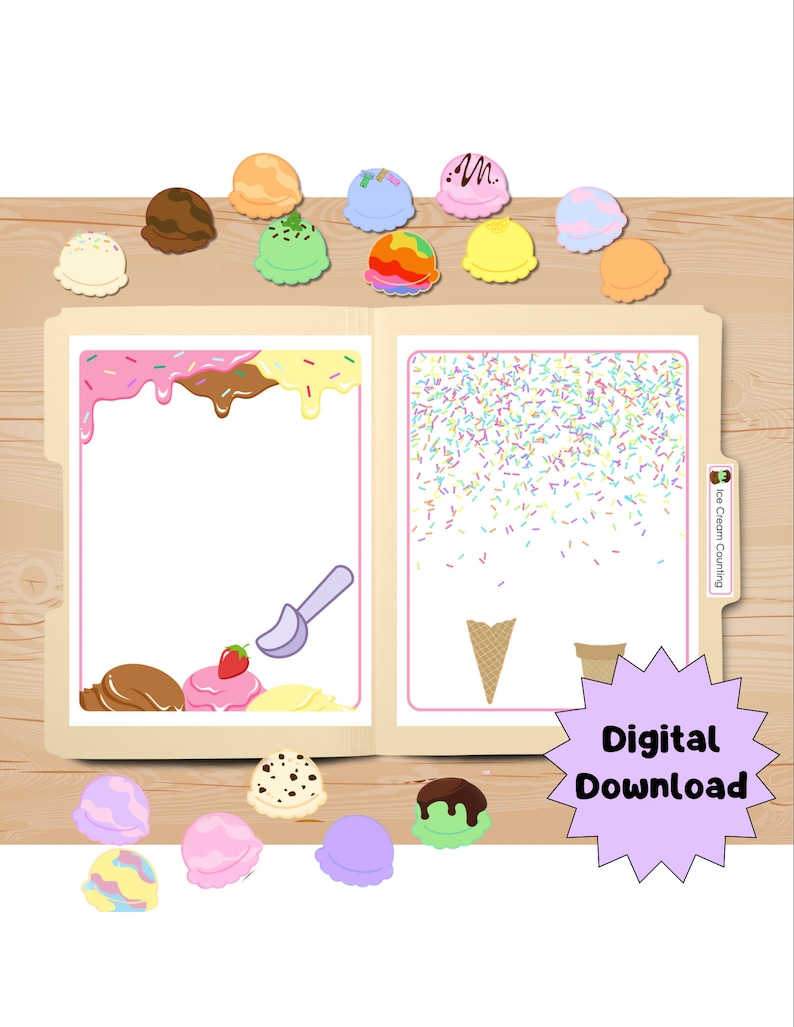 Counting Ice Cream File Folder Game for Preschool Homework and ...