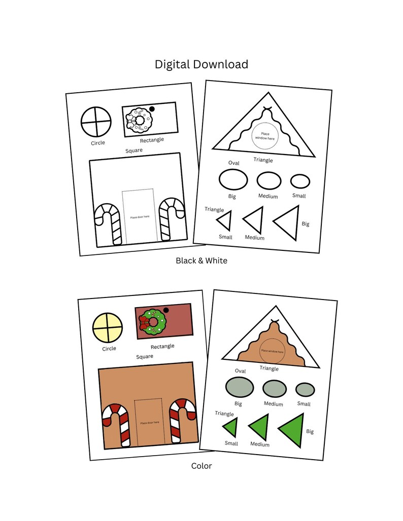 Cutting Shapes Gingerbread House Activity for Preschool Christmas ...