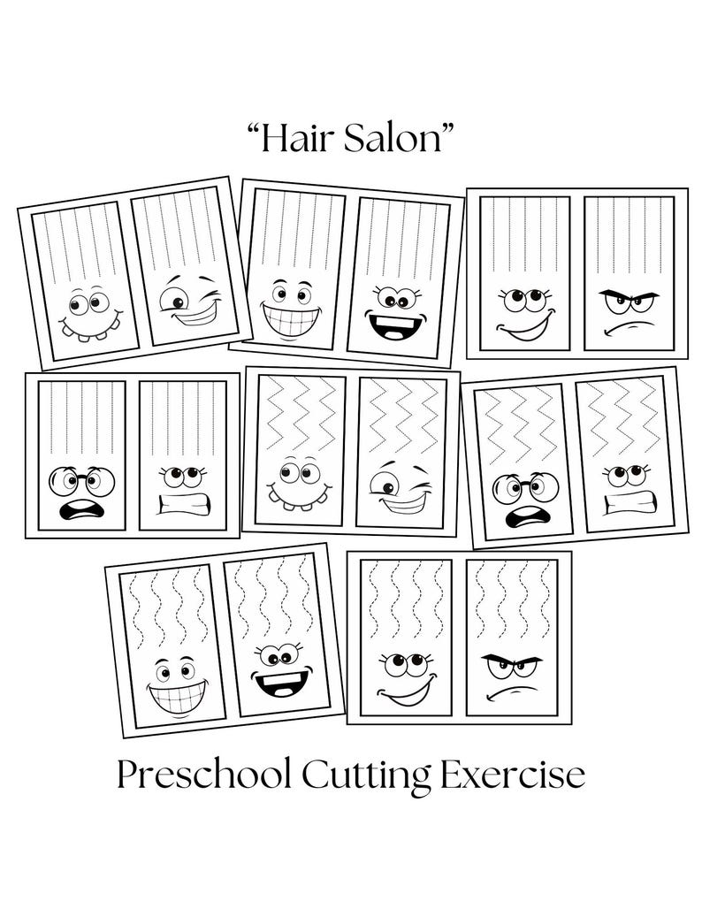 Hair Salon Scissor Skills Activity: Fine Motor Practice | Fun Preschool ...