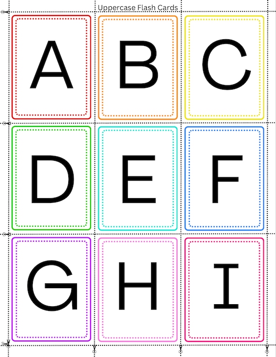 Alphabet Flashcards Printable Uppercase Lowercase Dashed Etsy