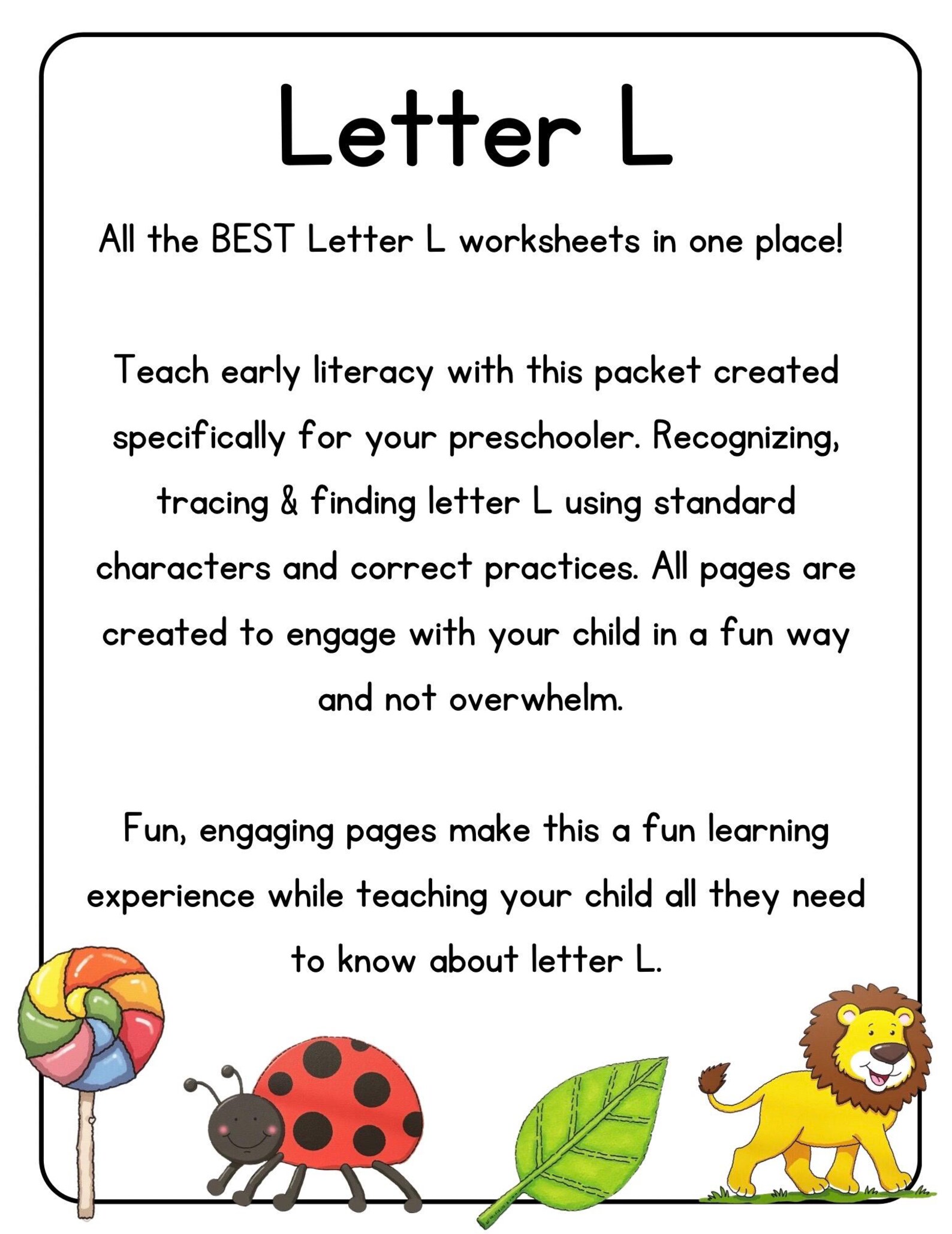 Letter L Preschool Worksheet Packet: Fun Learning Activity (digital ...