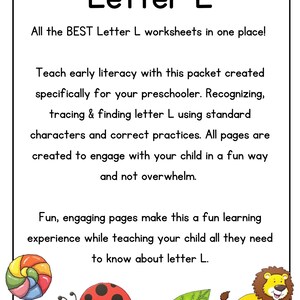 Letter L Preschool Worksheet Packet: Fun Learning Activity (digital ...