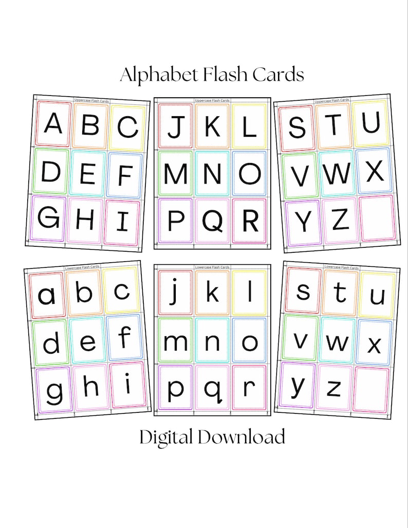 Alphabet Flash Cards Uppercase & Lowercase Preschool Alphabet Cards - Etsy