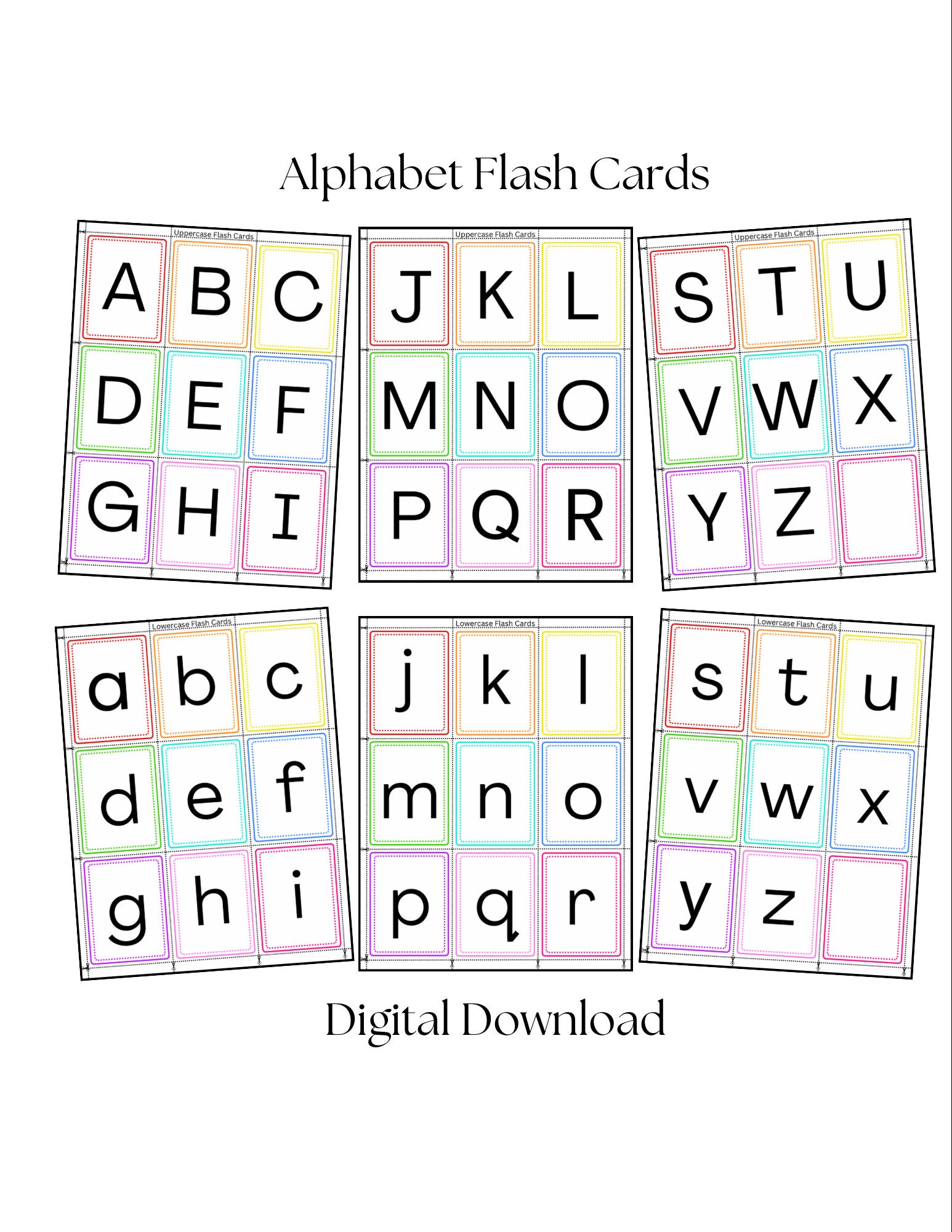 Preschool Alphabet Flash Cards: Uppercase & Lowercase (digital Download ...