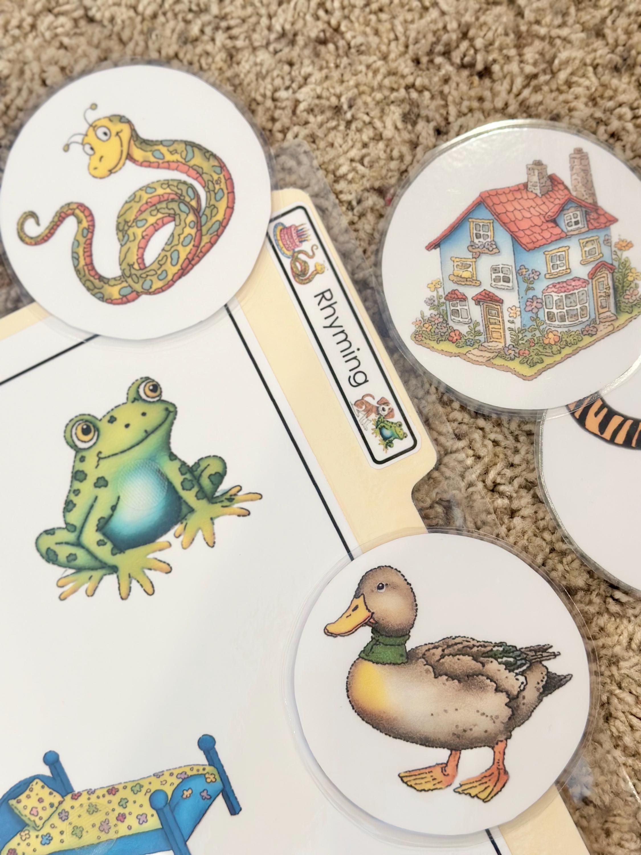 Rhyming Words File Folder Game: Preschool Phonemic Activity (digital ...
