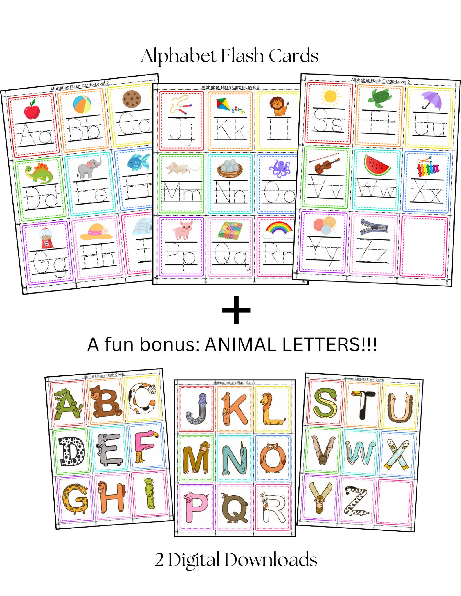 Preschool Alphabet Flash Cards Level 2: Uppercase & Lowercase (digital ...