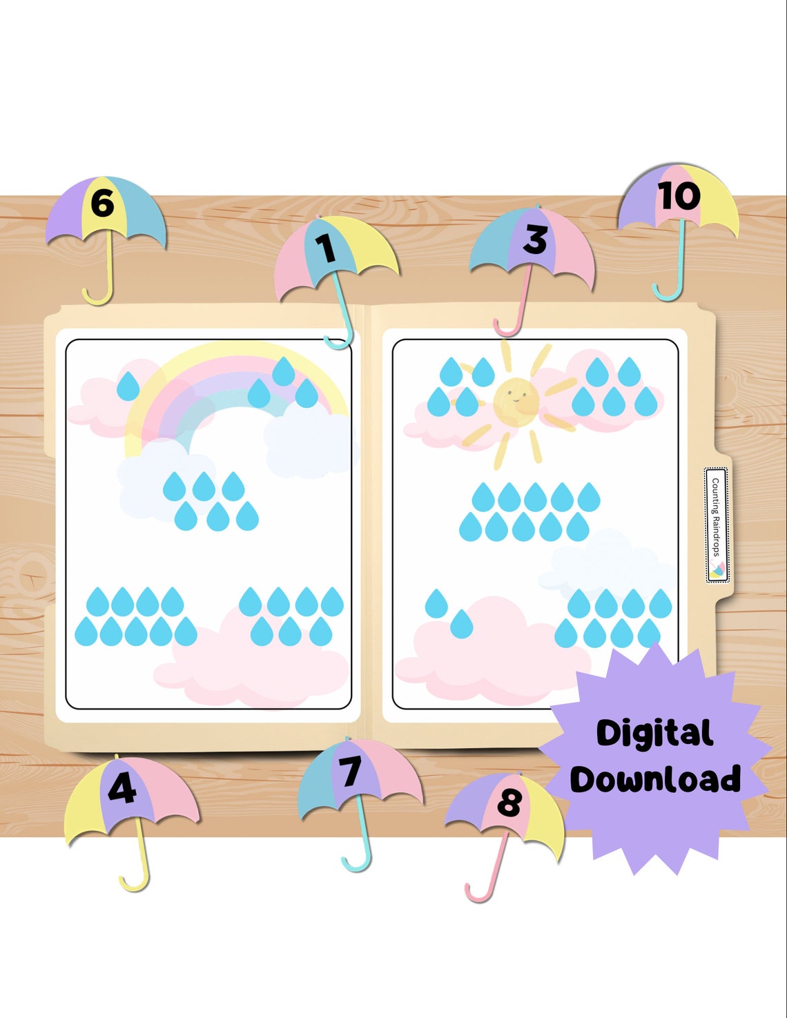 Counting Preschool File Folder Game for Weather Preschool Homework ...