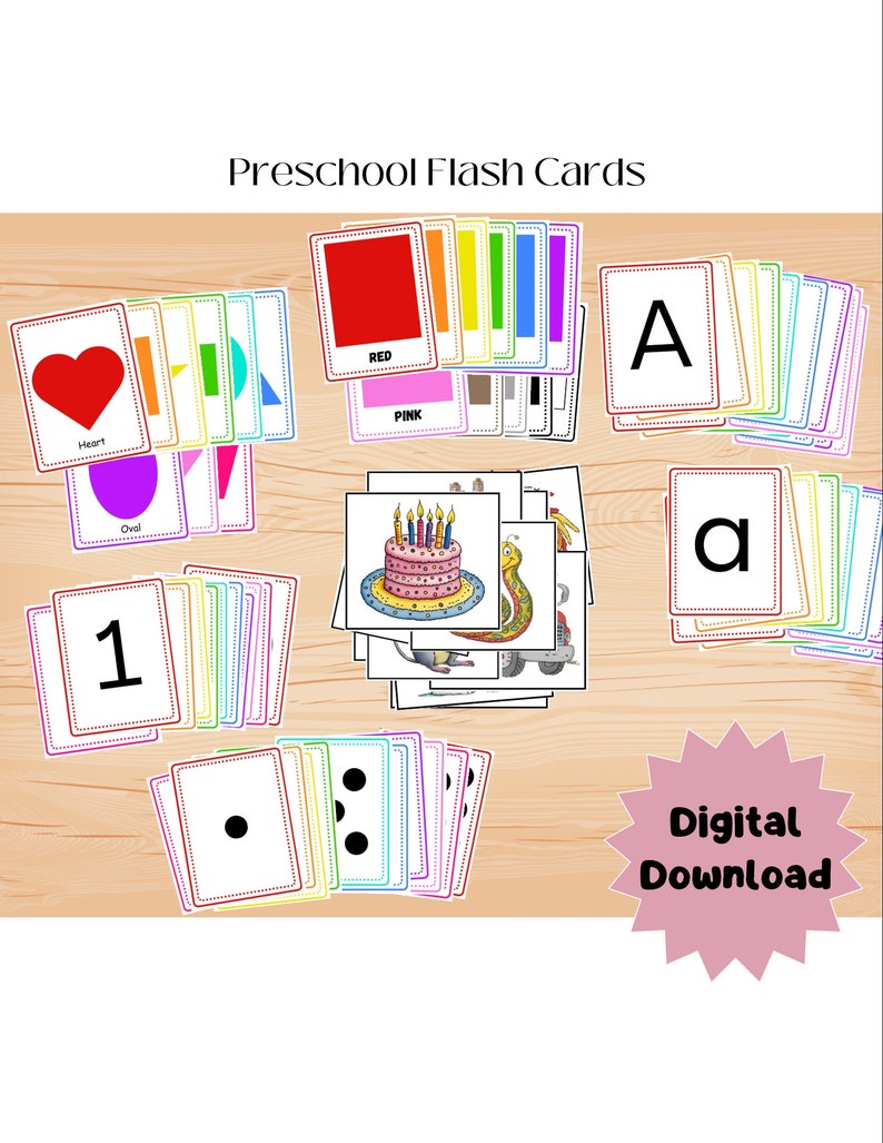 Preschool Flash Cards BUNDLE Alphabet Flash Cards, Number Flash Cards ...
